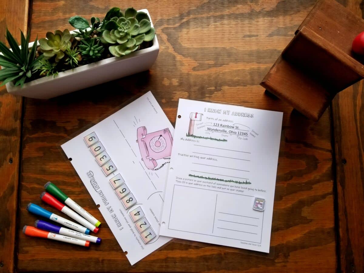 Address And Phone Number Worksheets Sunshine And Clover 123